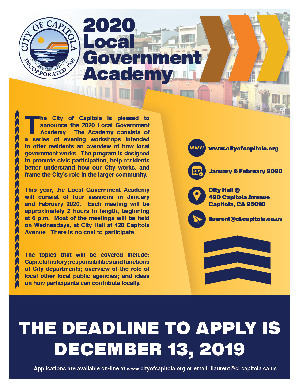 2020 Capitola Local Government Academy Deadline Extended | City of ...